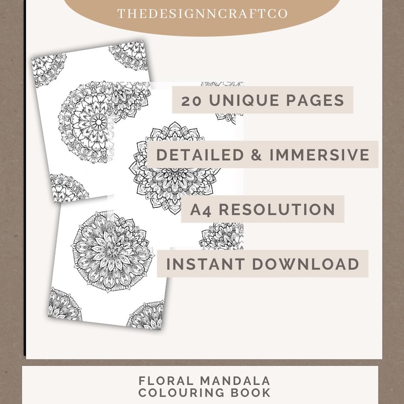 Therapeutic Colouring Book | Floral Mandala Printable | Anxiety Relief ...