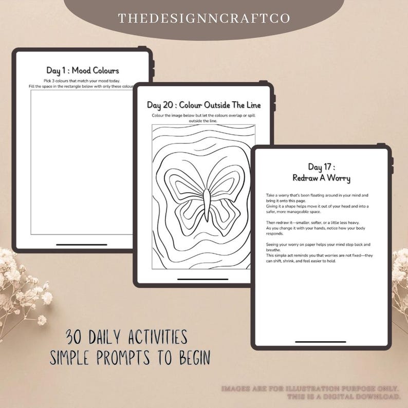 A 30-day Art Therapy Journey | Printable Digital Workbook | Self Care ...
