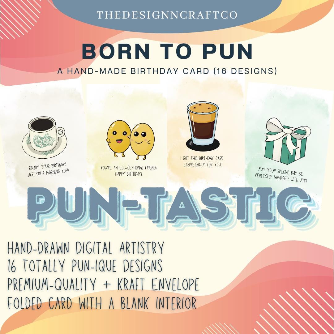 Born to Pun Birthday Cards – Hand-drawn Greetings With Jokes, Jabs ...