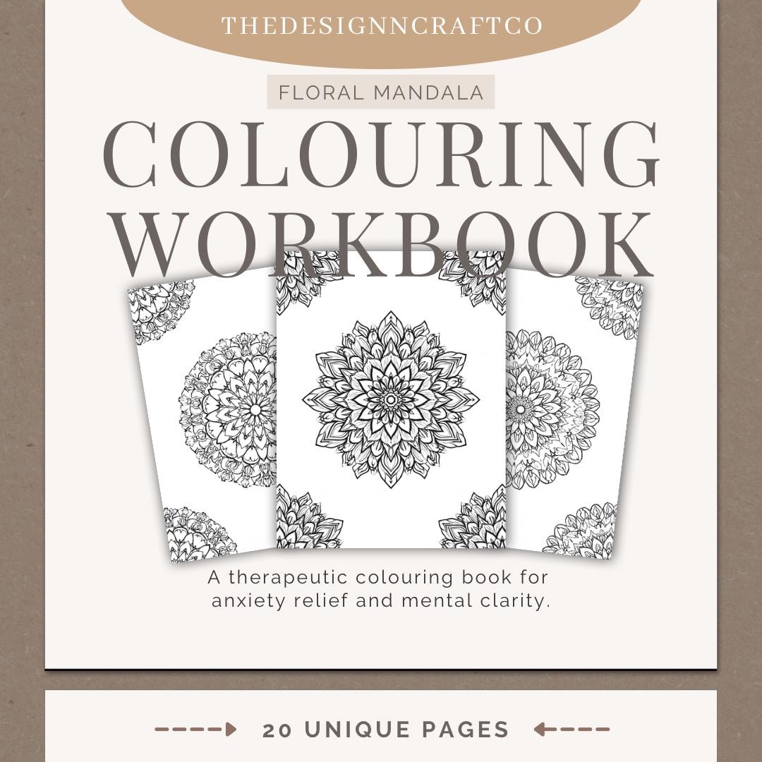 Therapeutic Colouring Book | Floral Mandala Printable | Anxiety Relief ...