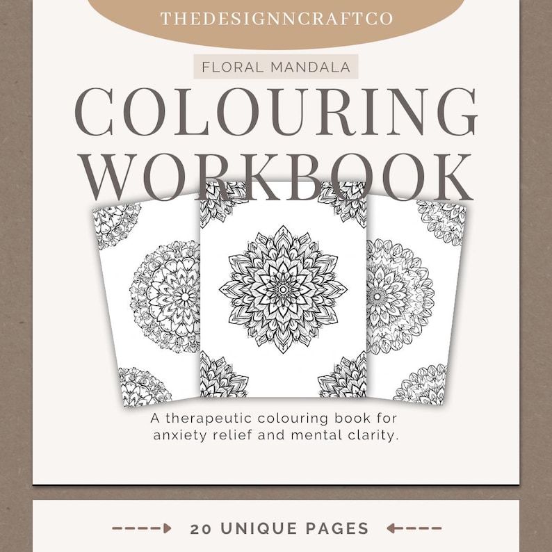 Therapeutic Colouring Book | Floral Mandala Printable | Anxiety Relief ...