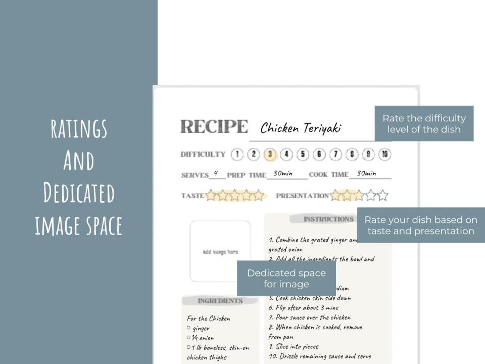 Minimalist Digital Recipe Book Template. Digital, Printable. Compatible ...