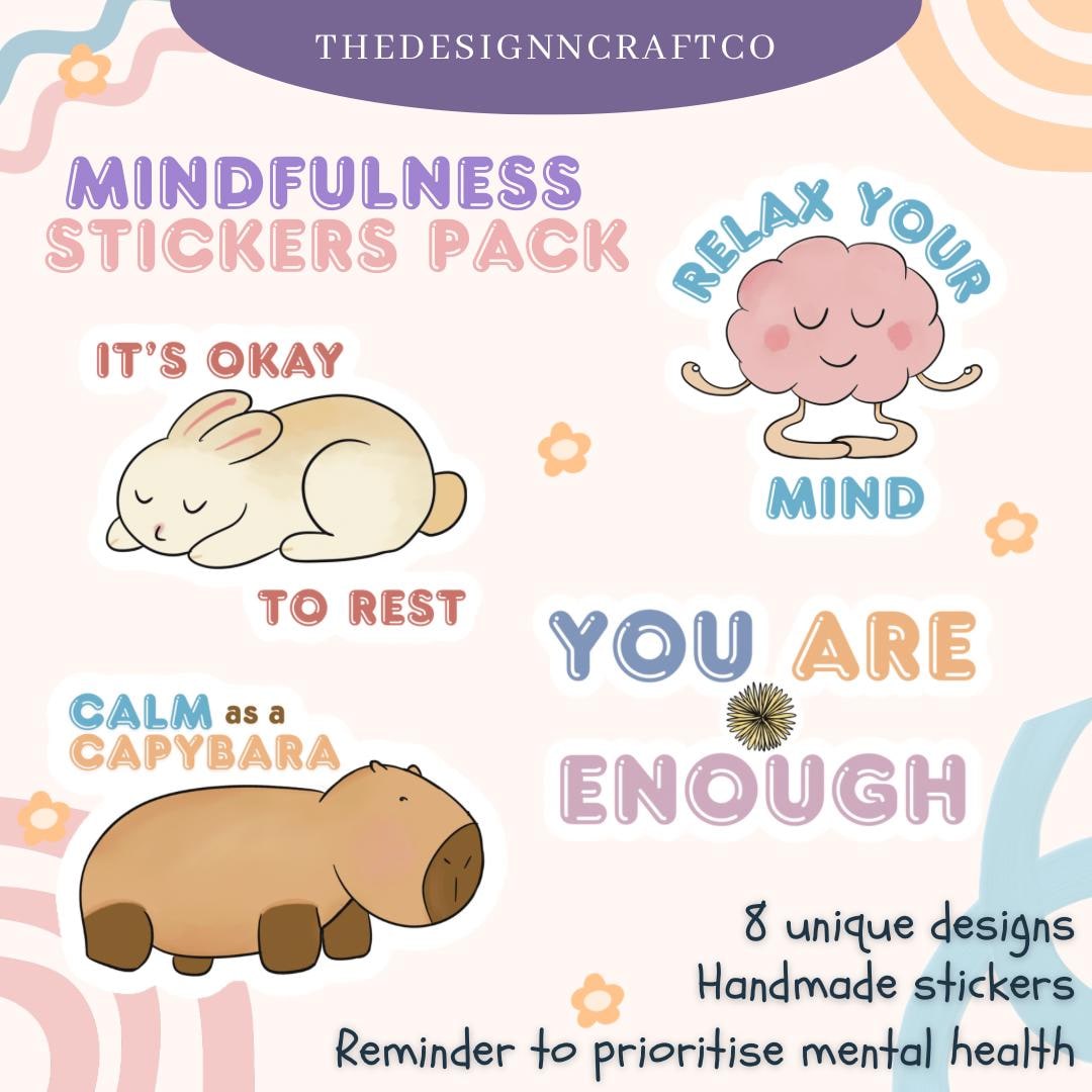 Mindfulness Stickers: Handmade Mental Health, Self-care Planner ...