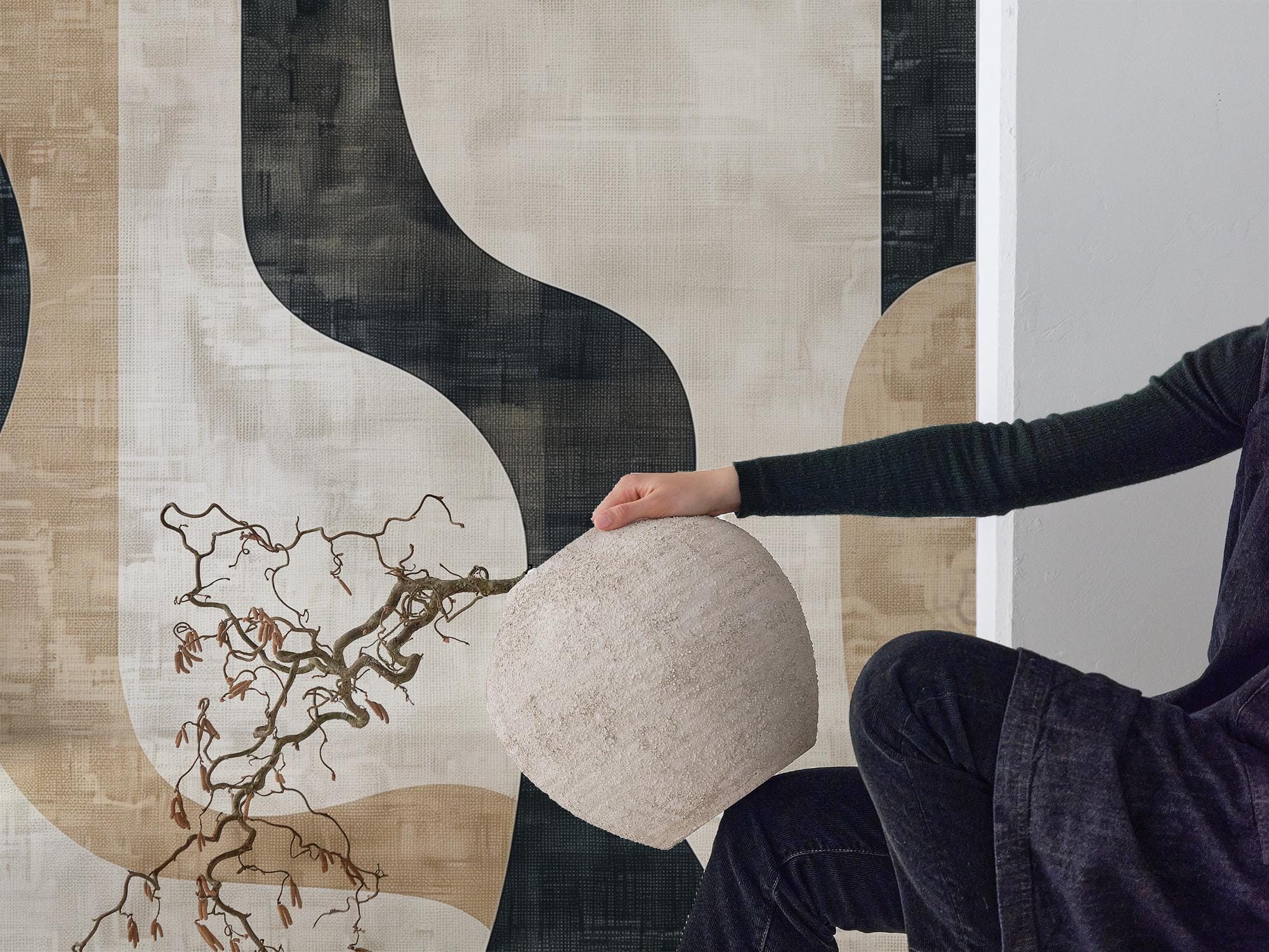 Michi Balance Wallpaper,japandi Style,scandi,japanese Design,wall Decor ...