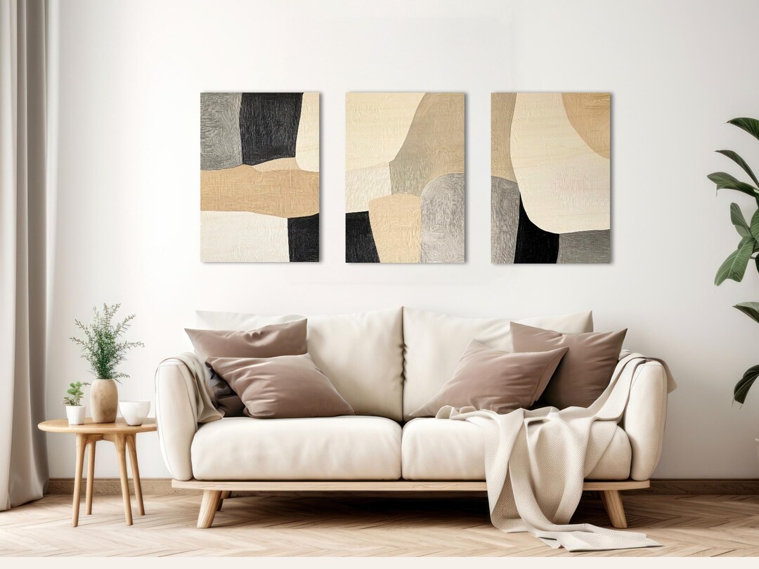Japandi Earthbound Echoes Wood Wall Art Set of 3 Pieces,abstract ...