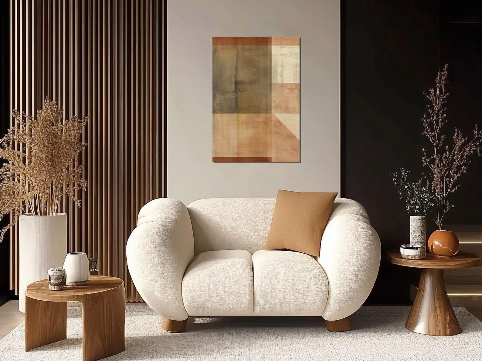 Japandi Earthbound Geometry Wooden Wall Art,japanese Wabisabi Wall ...