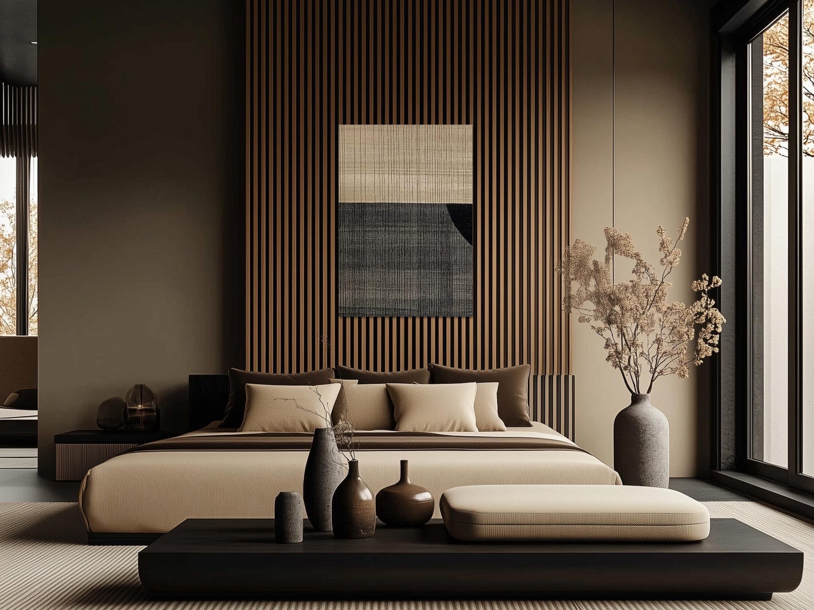 Japandi Linear Dusk Wood Wall Art,minimalist Abstract Wall Decor ...