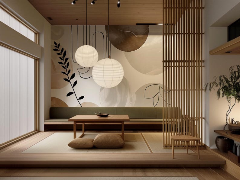 Mori Elegance Wallpaper,japandi Style,scandi,japanese Design,wall Decor ...