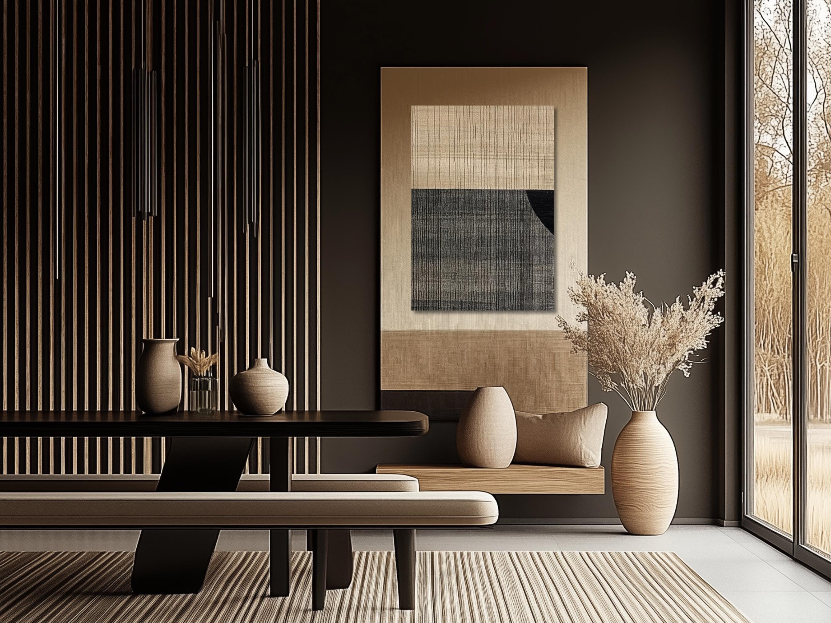 Japandi Linear Dusk Wood Wall Art,minimalist Abstract Wall Decor ...