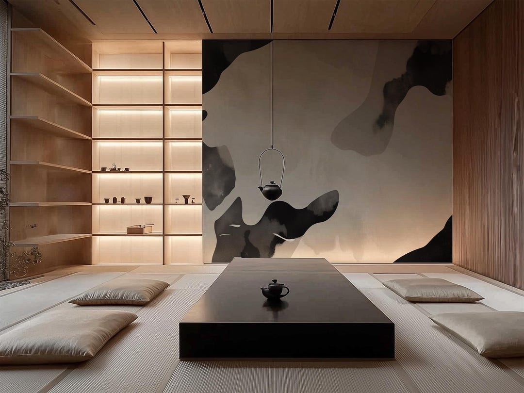 Zen Mist Wallpaper,japandi Style,scandi,japanese Design,wall Decor,peel ...