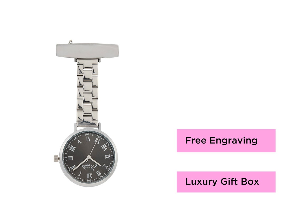 Personalised Silver Nurses Watch | Minimalist Dial Nurse Watch | Silver ...