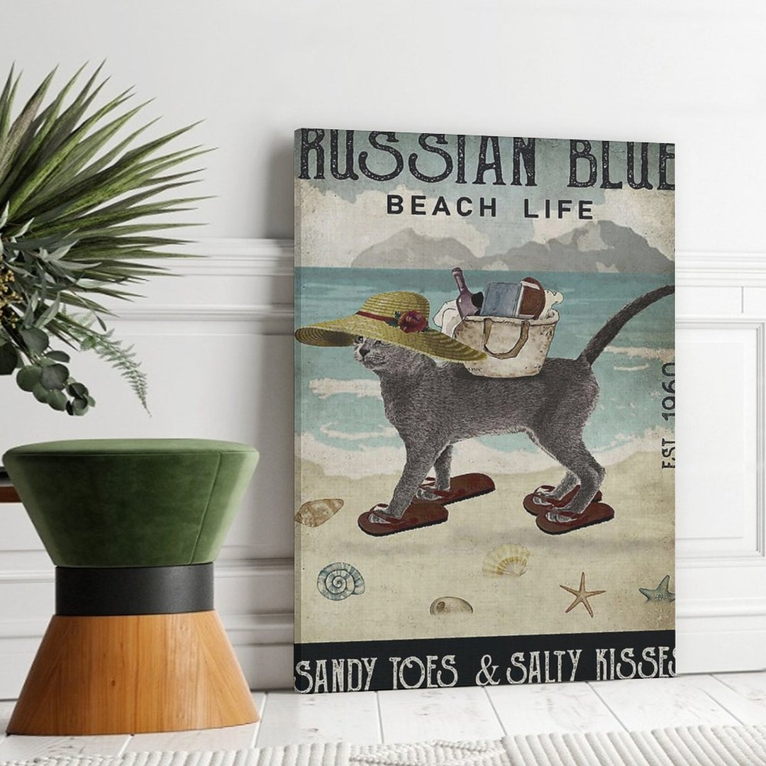 Cat Poster, Poster Print, Russian Blue Cat Poster, Canvas Art Poster ...