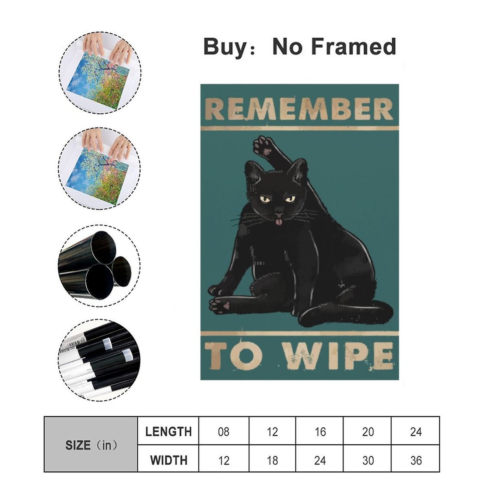 Cat Poster, Poster Print, Remember to Wipe Black Cat Poster, Canvas Art ...
