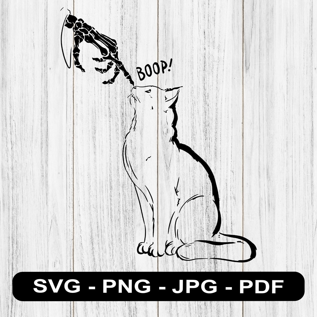 Cat Halloween PNG Spooky Boop Skeleton Hand Touch Nose Cat - Etsy