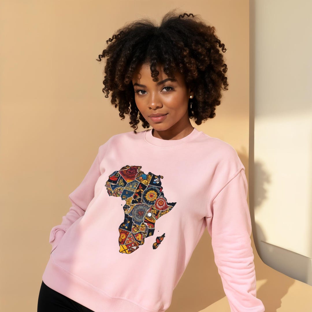 Kuducu Pink Organic Cotton Africa Map Sweatshirt (unisex) - Etsy