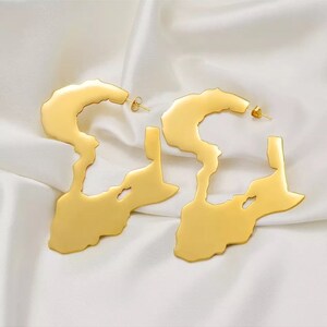 Africa Map Earrings 18k Gold Plated Black History Month Gift Boho ...