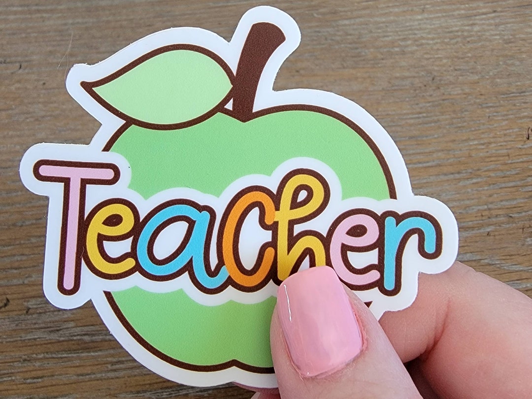 Green Apple Teacher Sticker, 1 Vinyl Teacher Decals, Teacher Window ...