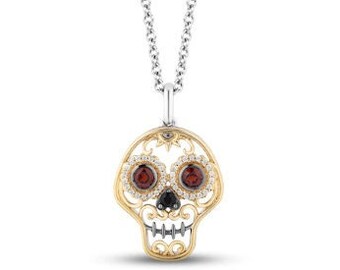 Garnet Skull Necklace - Etsy