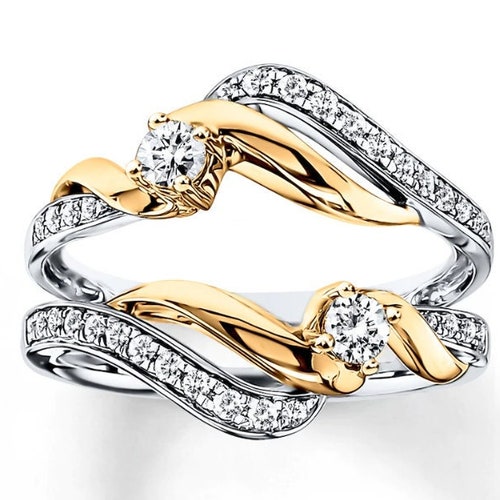 Enhancer Ring Band Two-tone Women's 2.00 Ct Round-cut - Etsy