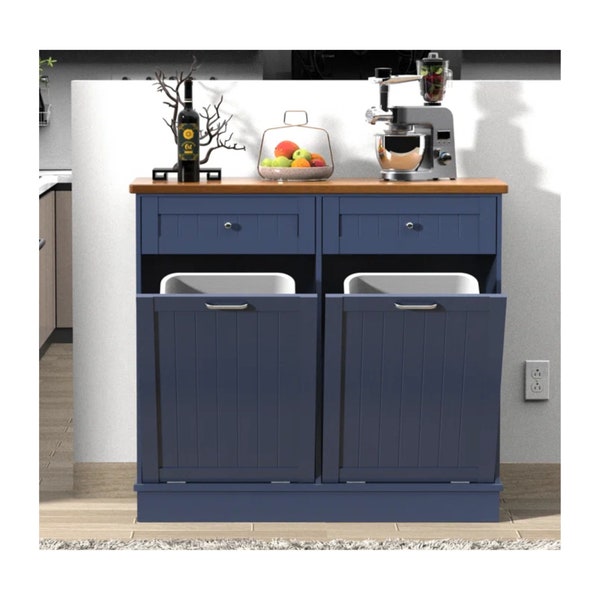 Wooden Double Trash Can Cabinet - Etsy