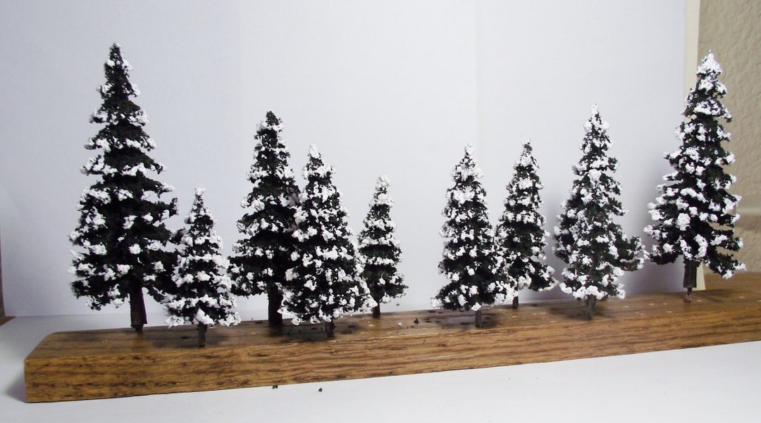 Snow Covered Douglas Fir Trees – Model Train Scenery, 10 Piece Set - Etsy