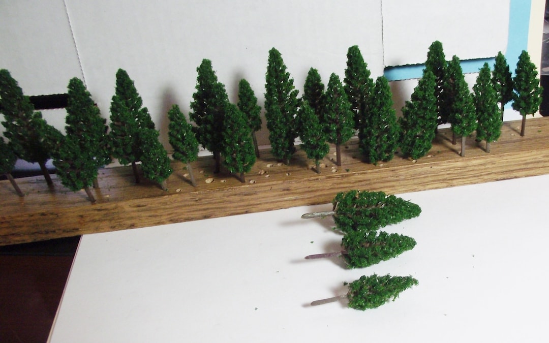 Handmade N Scale Dark Green Pine Tree Pack, Diorama Train Scenery (30 ...