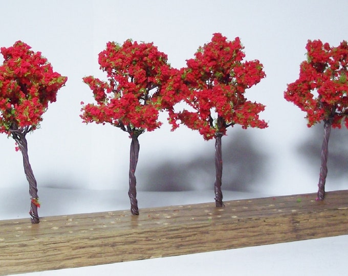 Miniature Model Trees 6.5 or 5.5 Tall Autumn Color Foliage 5pc 5 Stands ...
