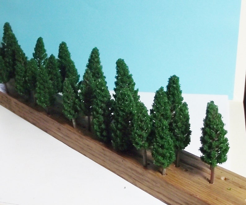 Handmade N Scale Dark Green Pine Tree Pack, Diorama Train Scenery (30 ...