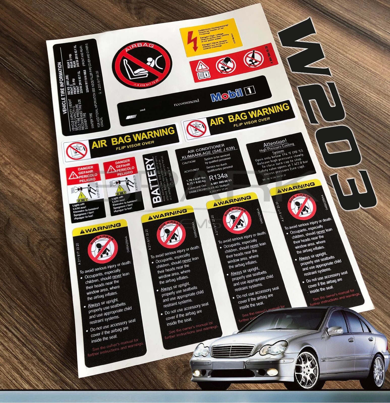 W203 Decal Sticker Label Star Emblem for W203 C180 C200 C250 - Etsy UK