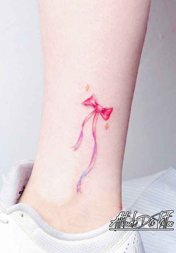 Pink Ribbon Bow Tattoos