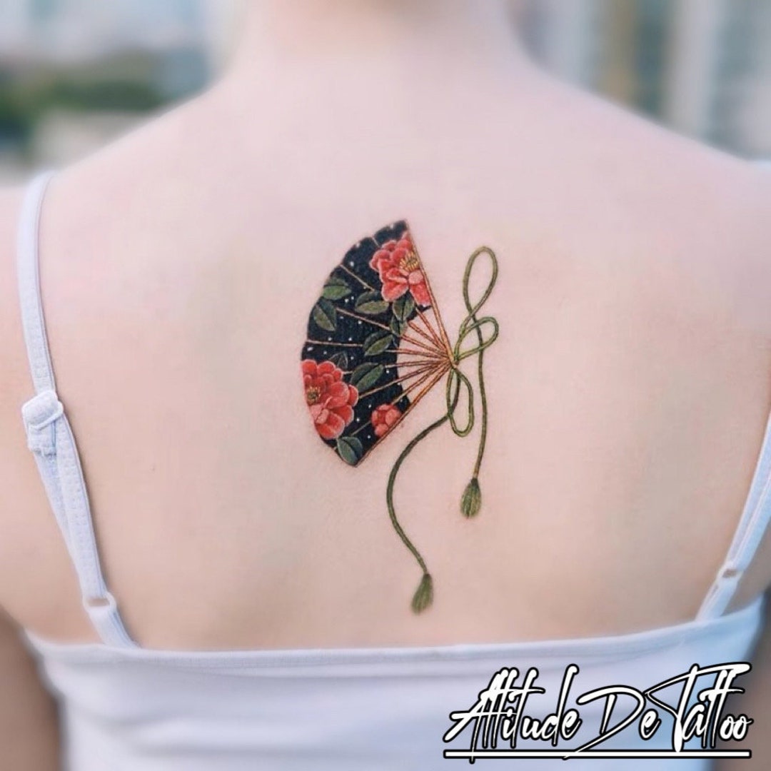 Sensu Fan Temporary Tattooukiyoe Tattoojapanese Style Tattoo9 ...
