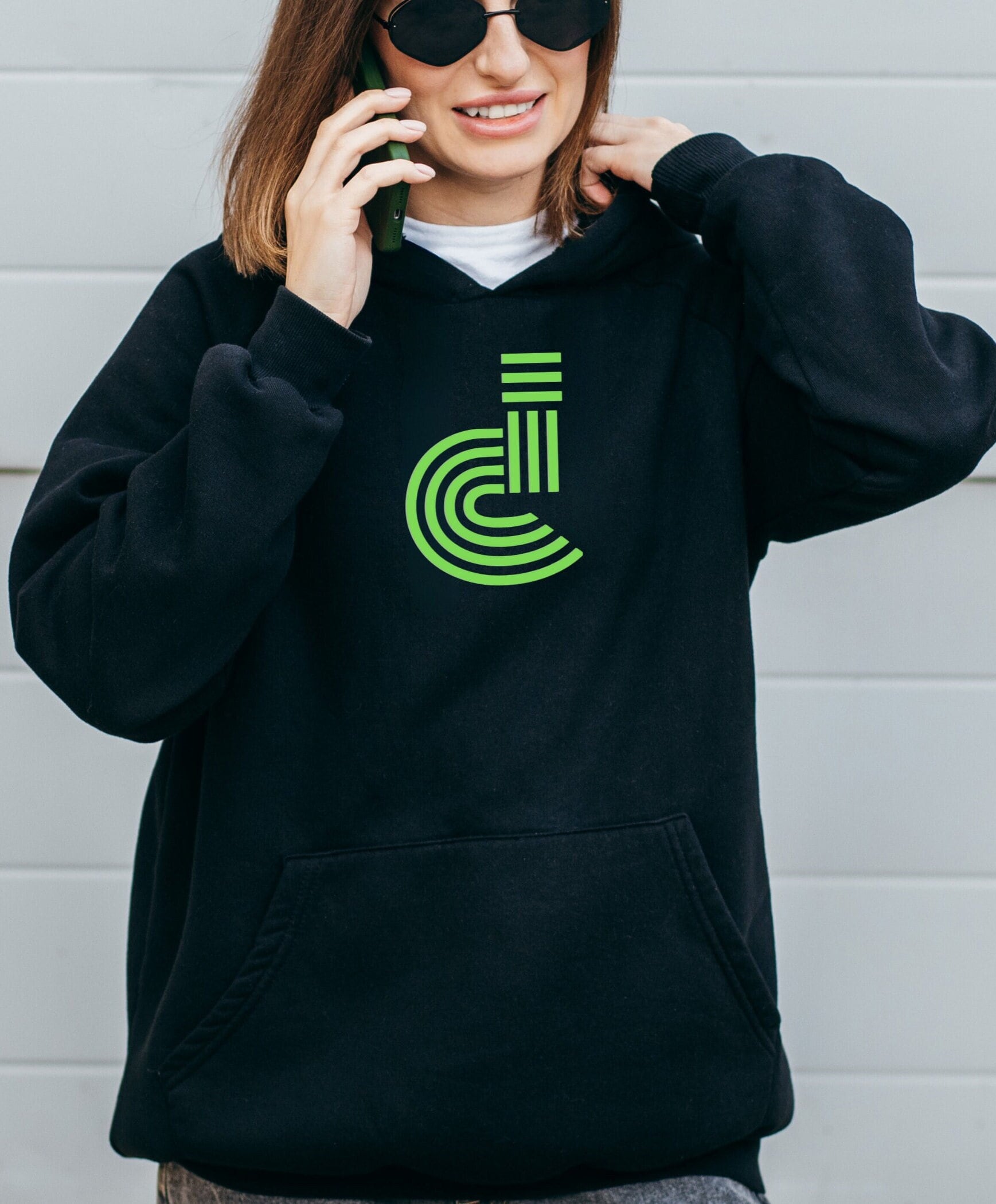 Bright Neon Green Riddler Print, Inverted Question Mark Hoodie, Flip ...