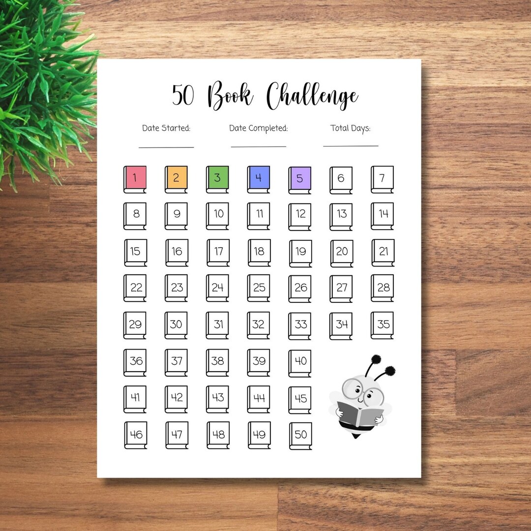 50 Book Reading Challenge Tracker A5 Journal Page Reading - Etsy