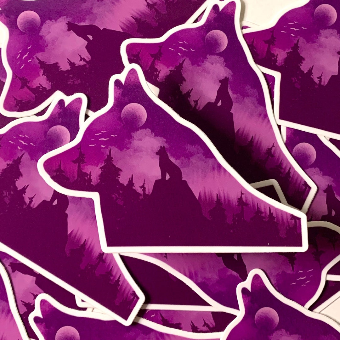 Purple Wolf 3 Inch Vinyl Sticker - Etsy