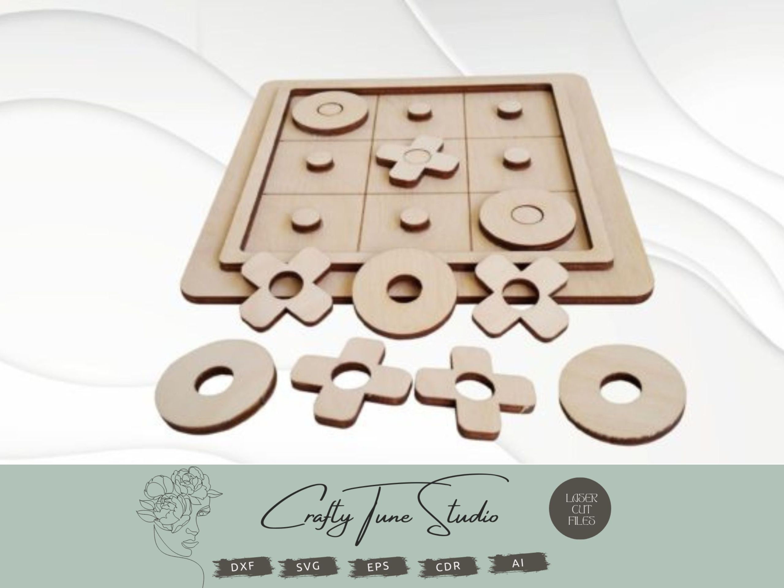 Tic Tac Toe Laser Cut File Glowforge Project Challenge Coin Dxf Board ...