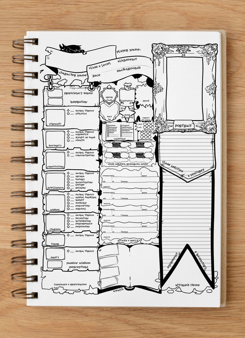 PRINTABLE Dnd Character Sheet | 5e Dungeons and Dragons RPG TTRPG Stats ...