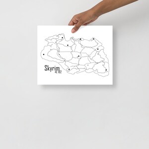 Minimalist Skyrim Map Poster/art Print Matte Horizontal - Gaming Gamer ...