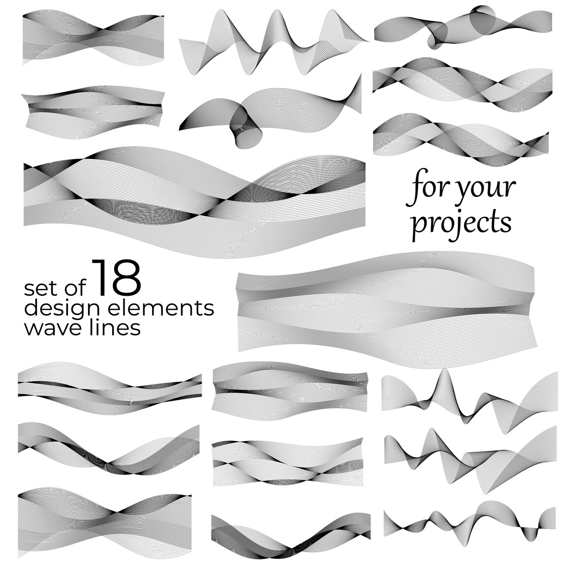 Wavy Lines, Wave Design Eps, Svg Geometric. Wave Line Decoration for ...