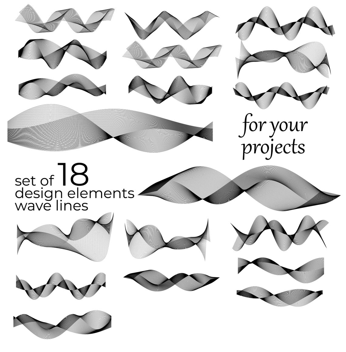 Wavy Lines, Wave Design Eps, Svg Geometric. Wave Line Decoration for ...