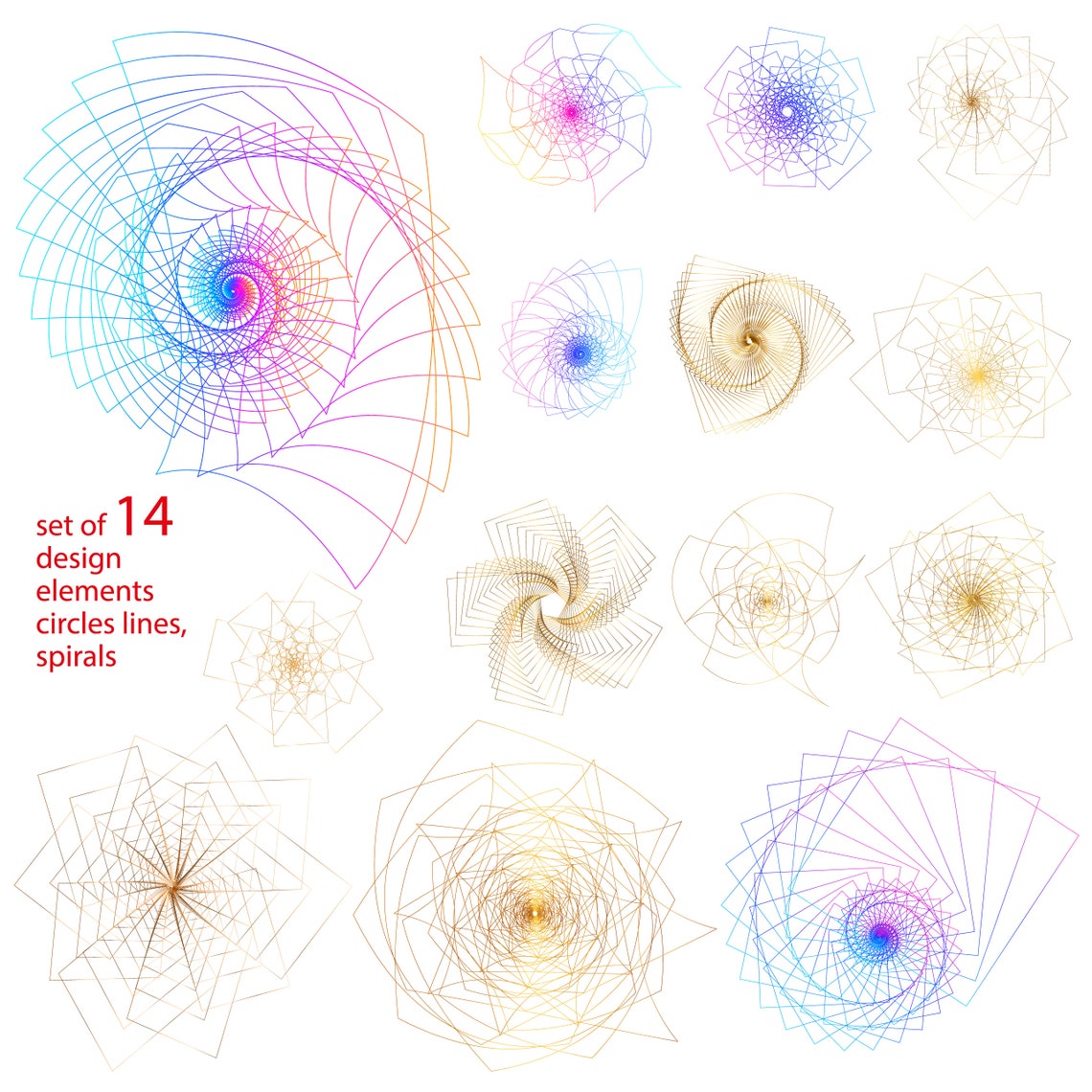 Spirals Circle Lines Design Element. Graphic Design Holiday Decorations ...