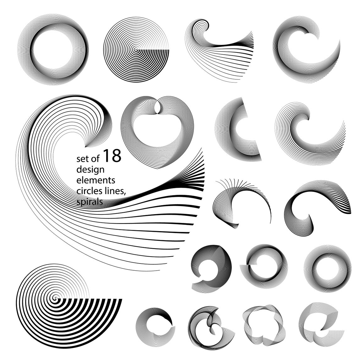 Spirals Lines Circle Design Element Vector. Frame, Template for Text ...