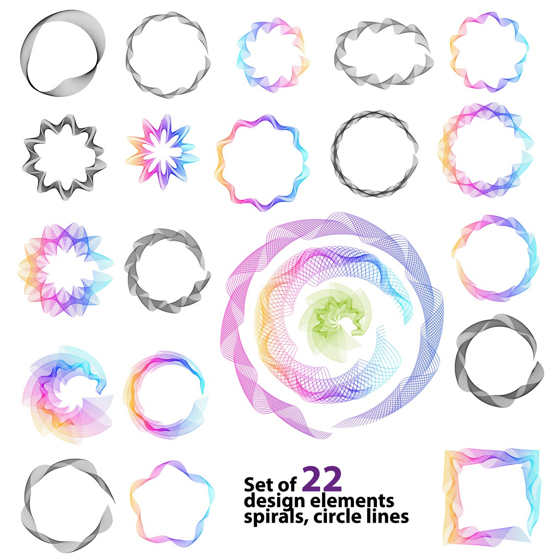 Circle Frames. Design Elements Vector. Template for Text. Notebook ...