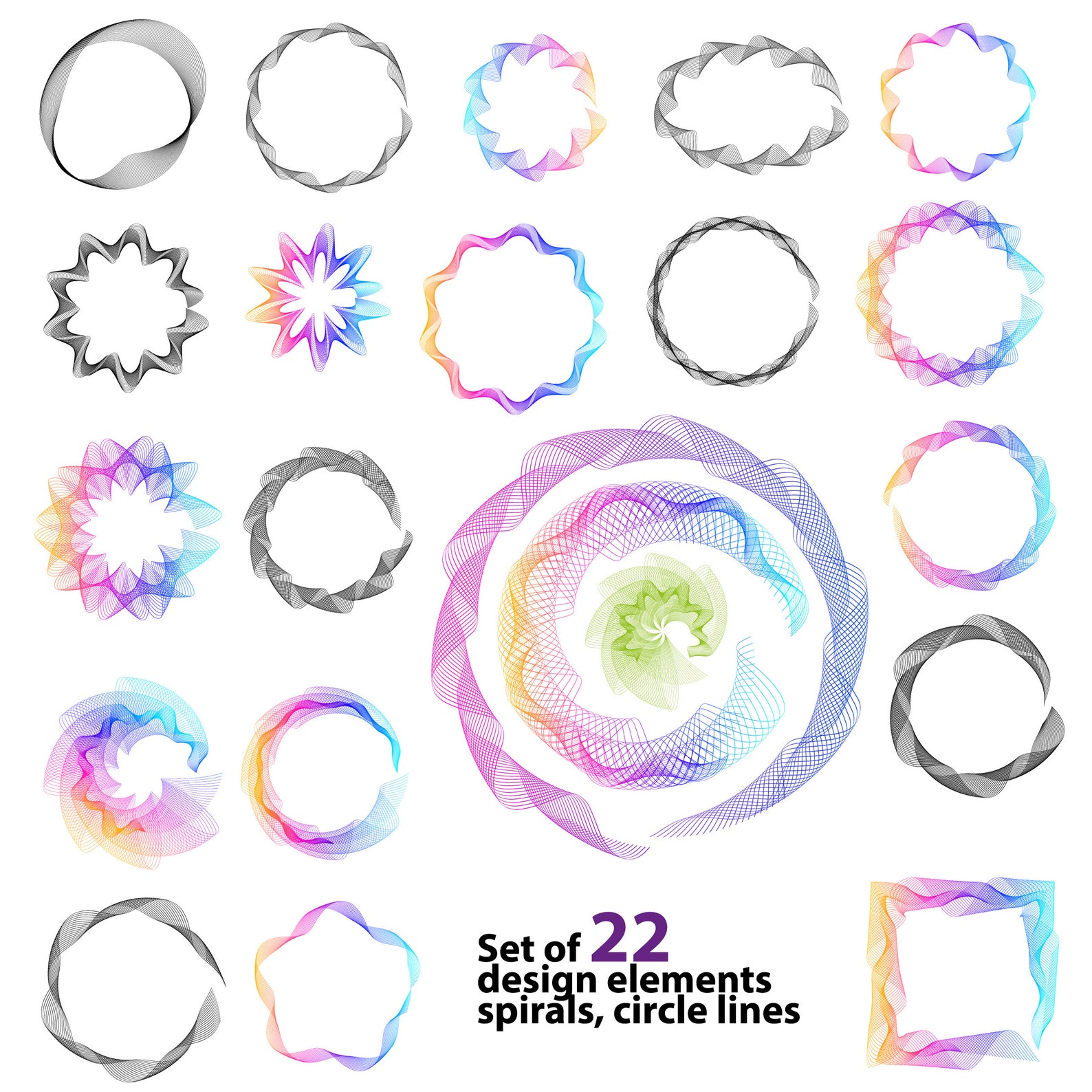 Circle Frames. Design Elements Vector. Template for Text. Notebook ...