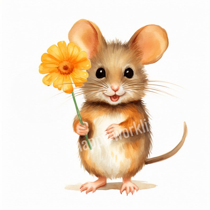 Cute Mouse Clipart Bundle 9 Transparent PNG Images Floral Mice Clipart ...