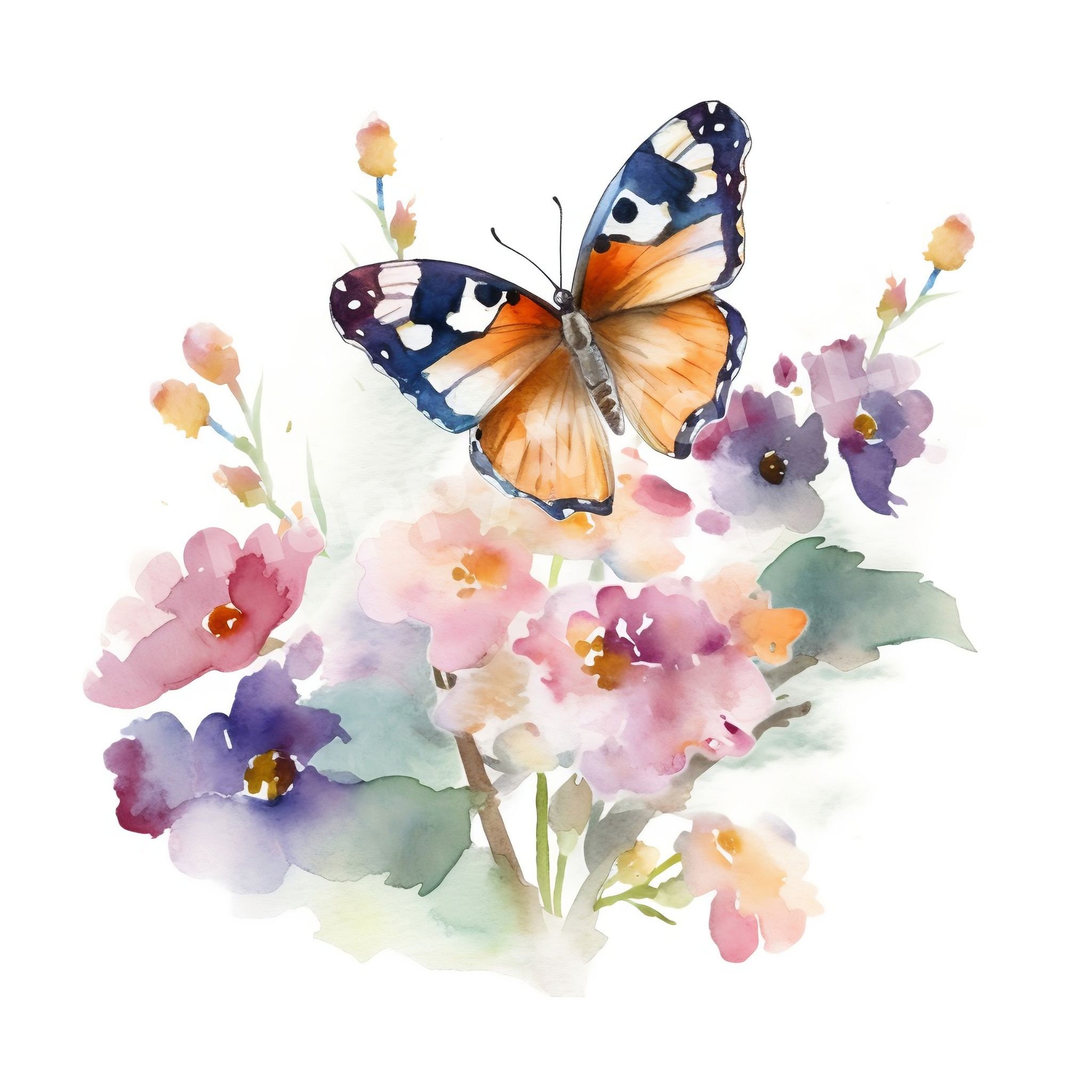 Floral Butterfly Clipart Set 8 Colorful Butterflies and - Etsy