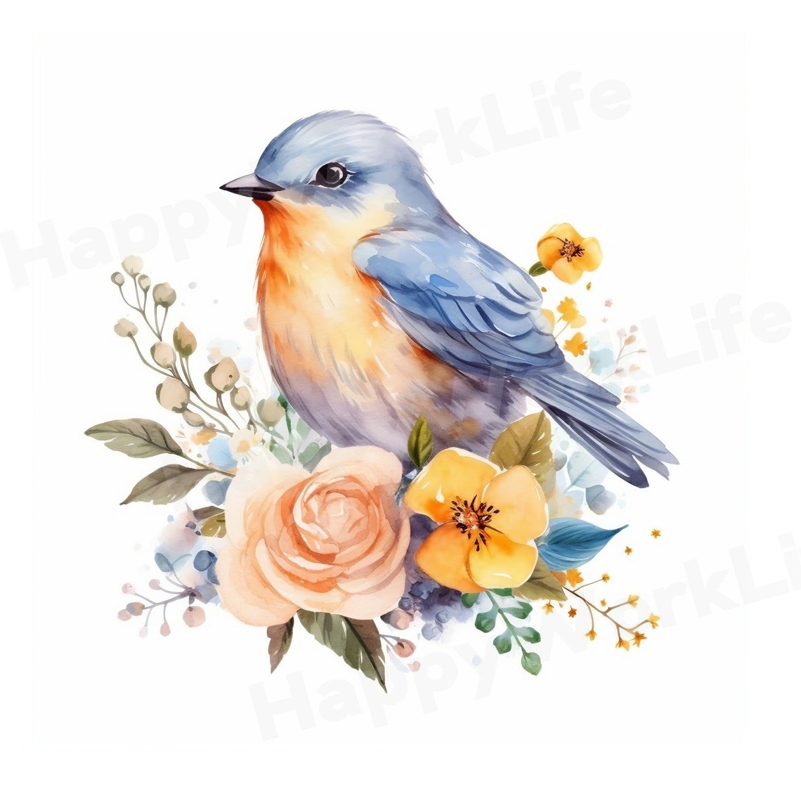 25 Spring Watercolor Bird Clipart - Birds and Flowers Clip Art Bundle ...