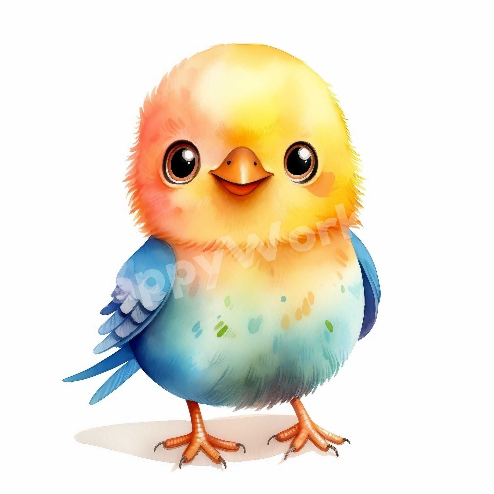 Cute Baby Bird Clipart Bundle - 10 Watercolor Birds & Funny Birds ...