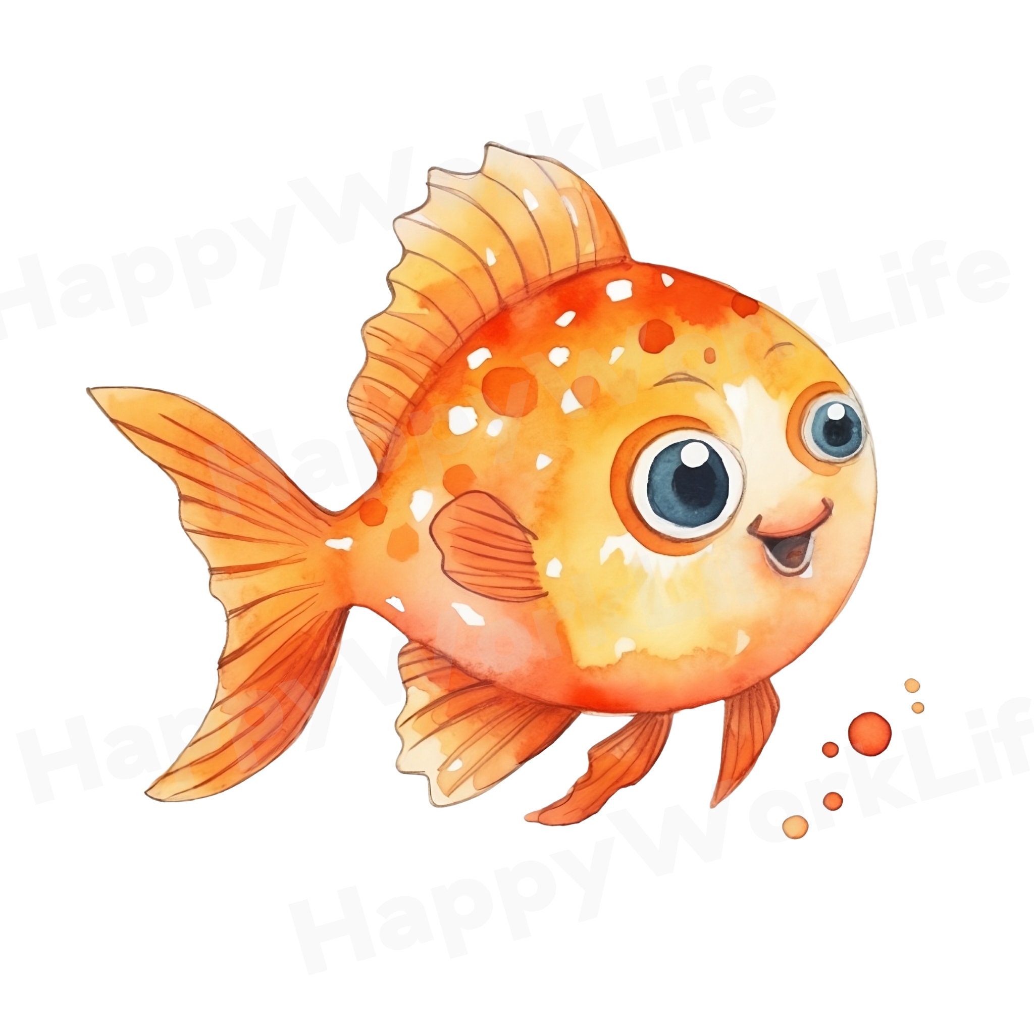 Cute Fish Clipart Bundle, 8 Funny Fish Pngs, High Quality Transparent ...