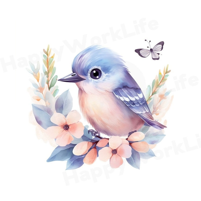 25 Spring Watercolor Bird Clipart - Birds and Flowers Clip Art Bundle ...