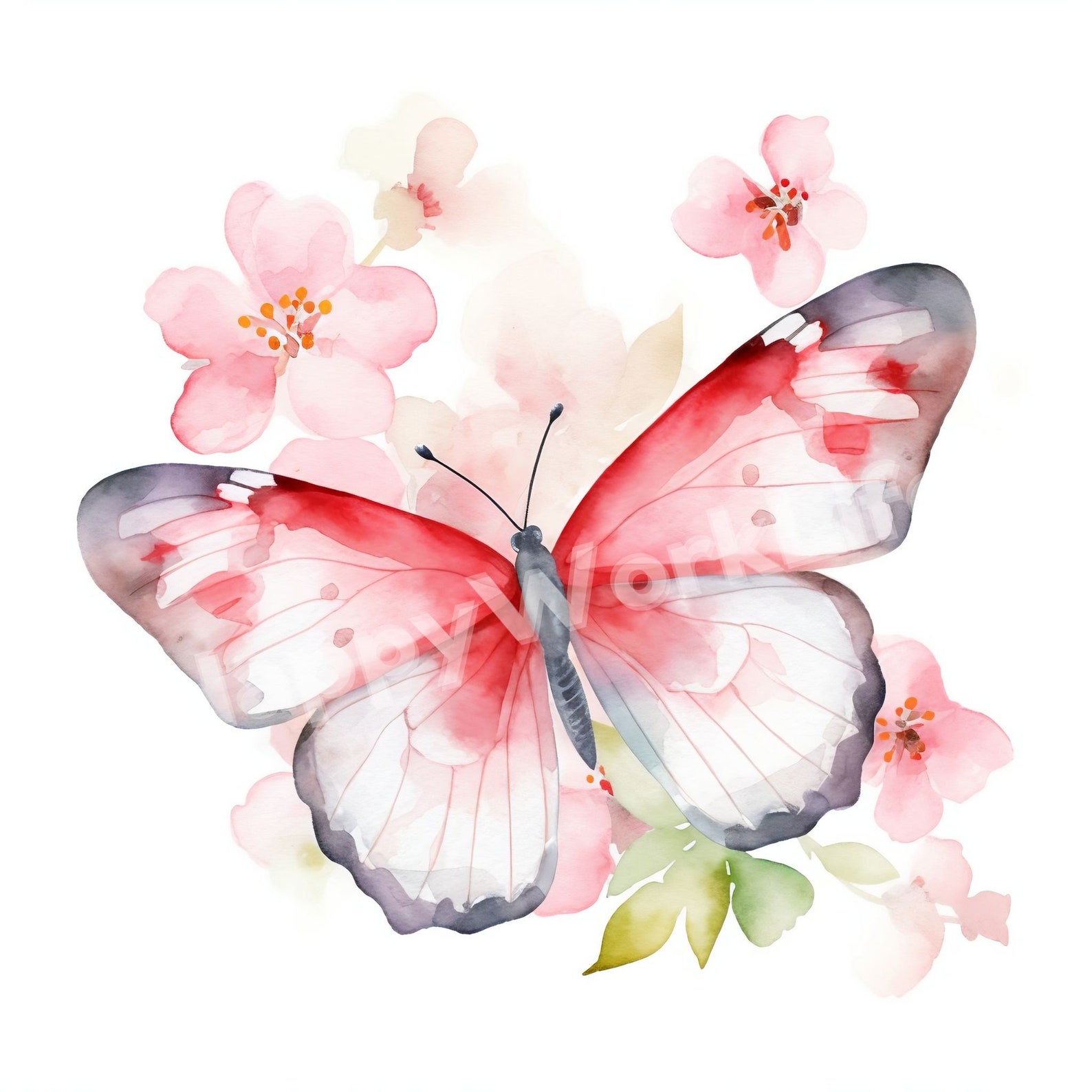 Floral Butterfly Clipart Set 8 Colorful Butterflies and Flower ...